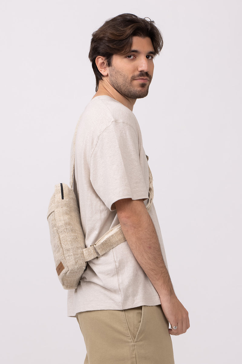 תיק צד אלכסון בצבע טבעי – Happy Hempy